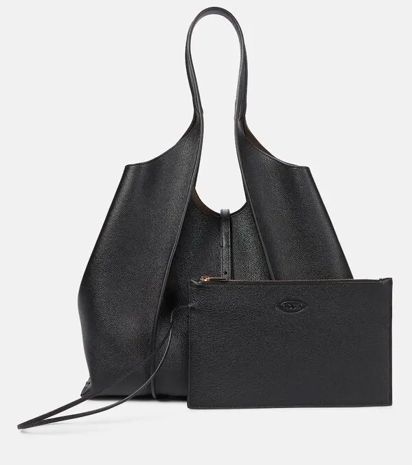 TOD'S Timeless Medium Leather Tote - Black