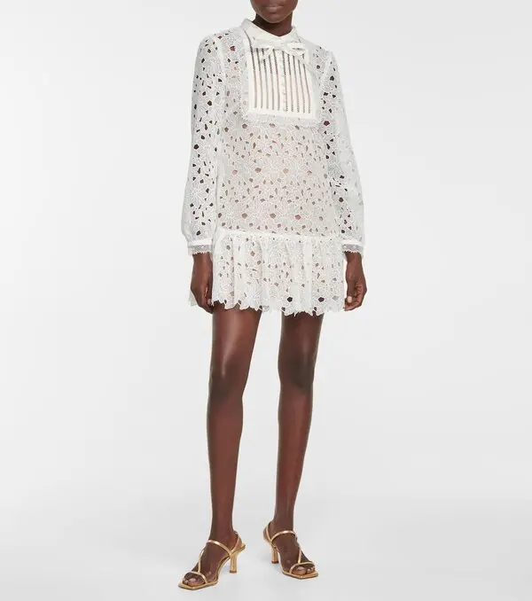 chinese dress ladies Self-Portrait Guipure Lace Mini Dress