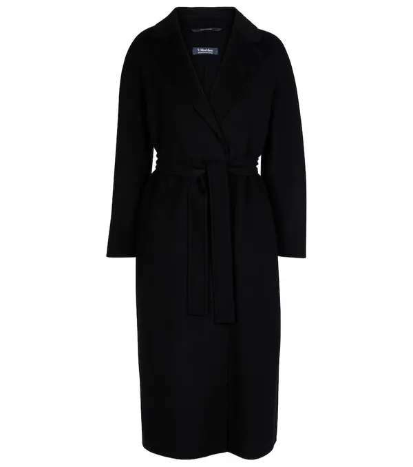Max Mara Esturia Belted Virgin Wool Coat - Black