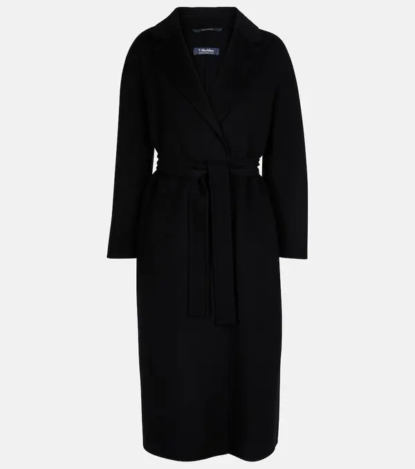 Max Mara Esturia Belted Virgin Wool Coat - Black