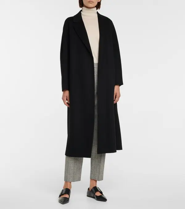 Max Mara Esturia Belted Virgin Wool Coat - Black