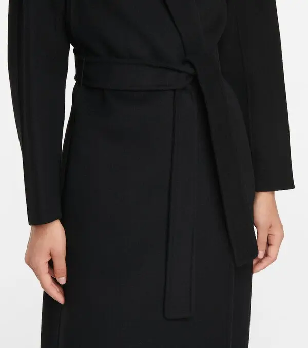 Max Mara Esturia Belted Virgin Wool Coat - Black
