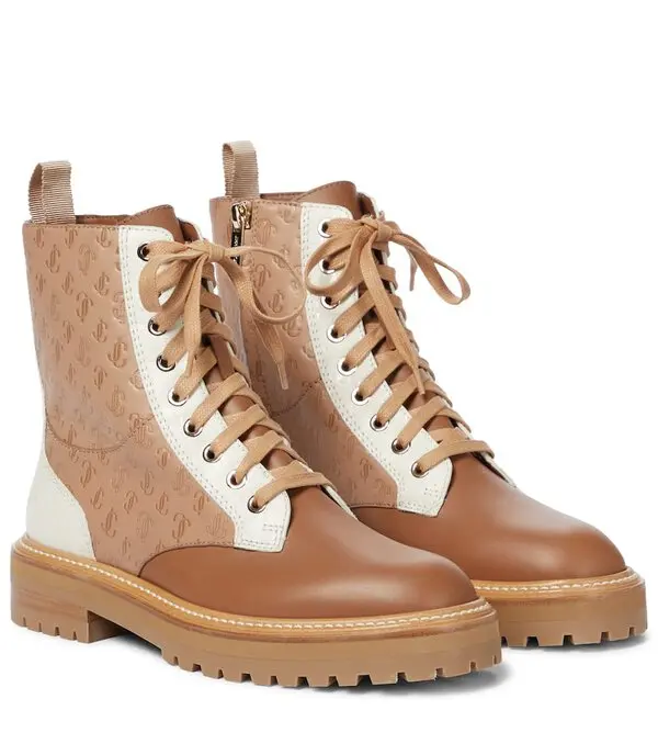 JIMMY CHOO Cora Embossed Leather Combat Boots