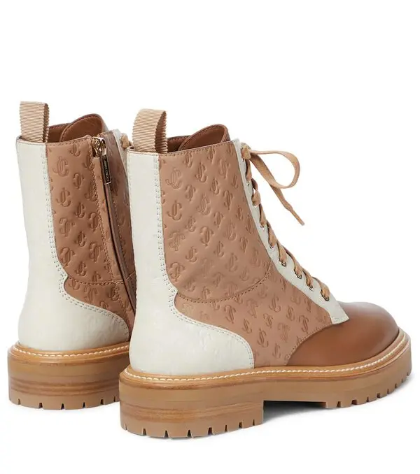 JIMMY CHOO Cora Embossed Leather Combat Boots