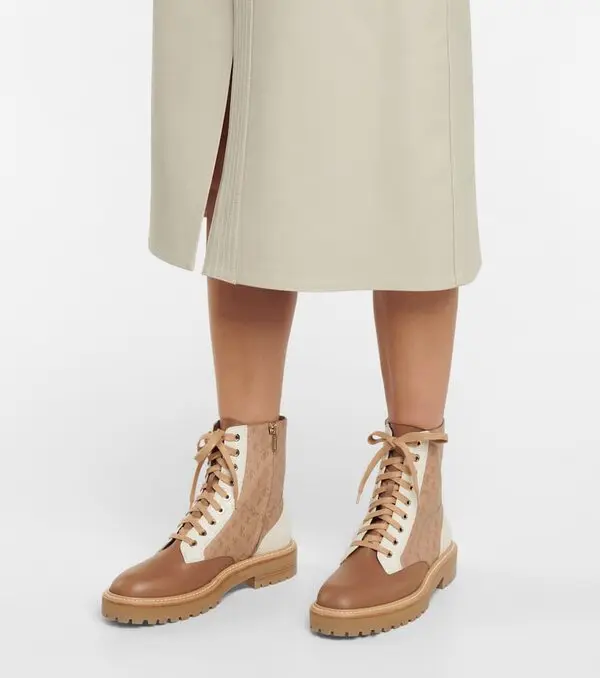 JIMMY CHOO Cora Embossed Leather Combat Boots