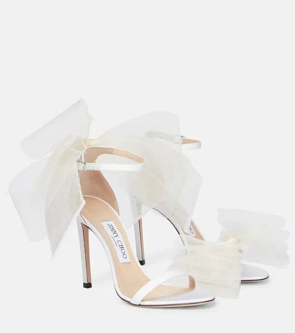 JIMMY CHOO Aveline 100 Bow-trimmed Sandals