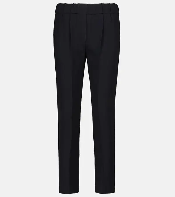 Brunello Cucinelli High-rise Silk-blend Pants - Blue