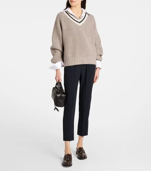 Brunello Cucinelli High-rise Silk-blend Pants