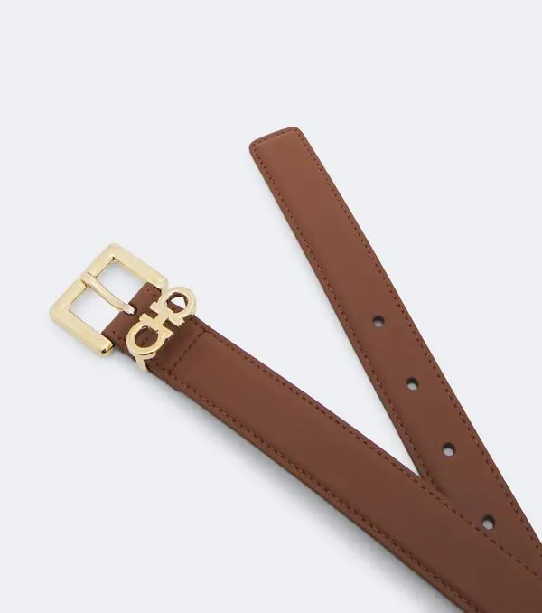 FERRAGAMO Gancini Leather Belt - Brown