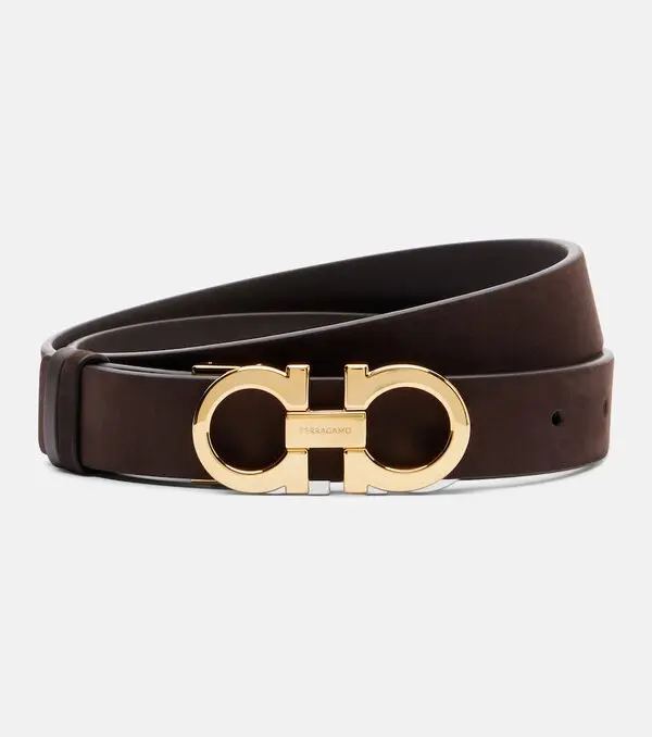 FERRAGAMO Gancini Leather Belt - Brown