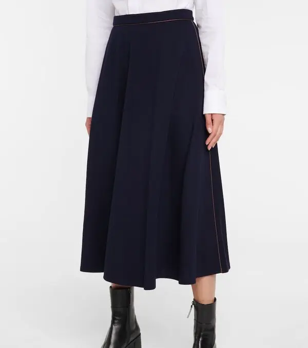 Max Mara Douglas Wool Jersey Midi Skirt