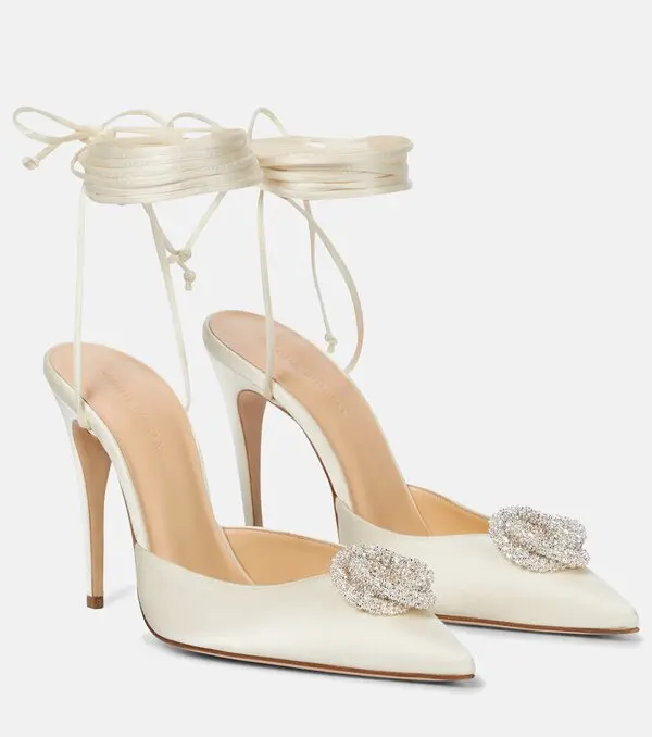 Magda Butrym Crystal-embellished Satin Pumps - White
