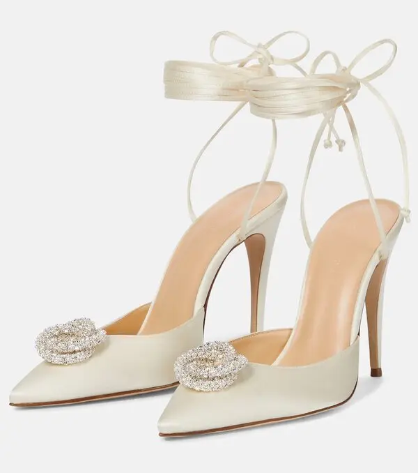 Magda Butrym Crystal-embellished Satin Pumps - White