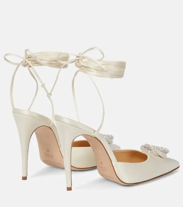 Magda Butrym Crystal-embellished Satin Pumps - White