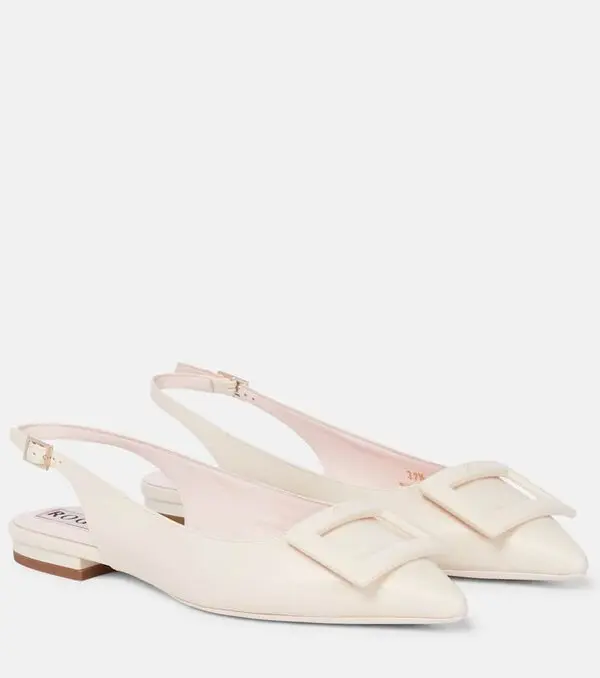 ROGER VIVIER Gommettine Leather Slingback Flats - White