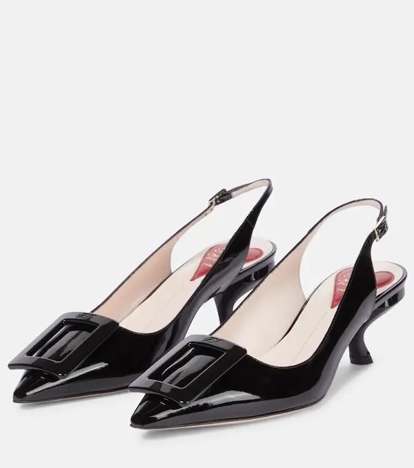 ROGER VIVIER Virgule Leather Slingback Pumps - Black