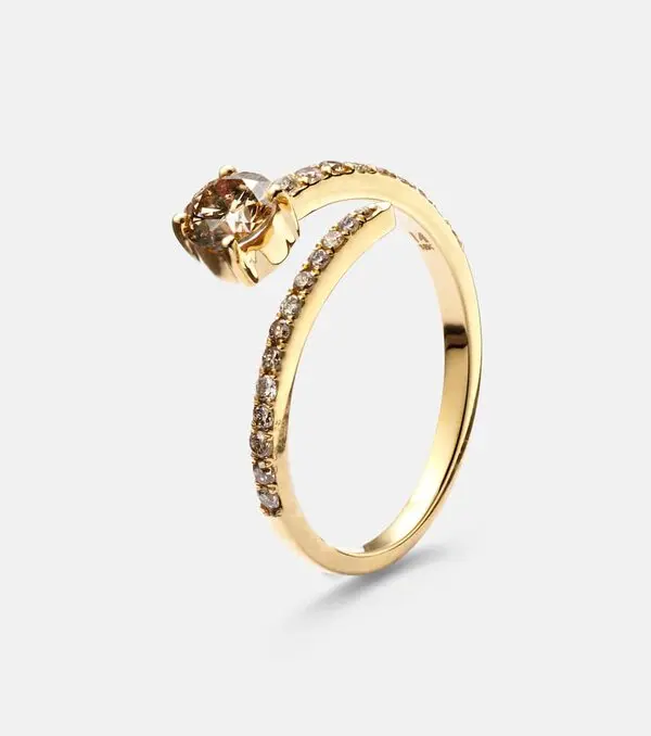 Ileana Makri Grass Seed Ring With Diamonds In 18kt Yellow