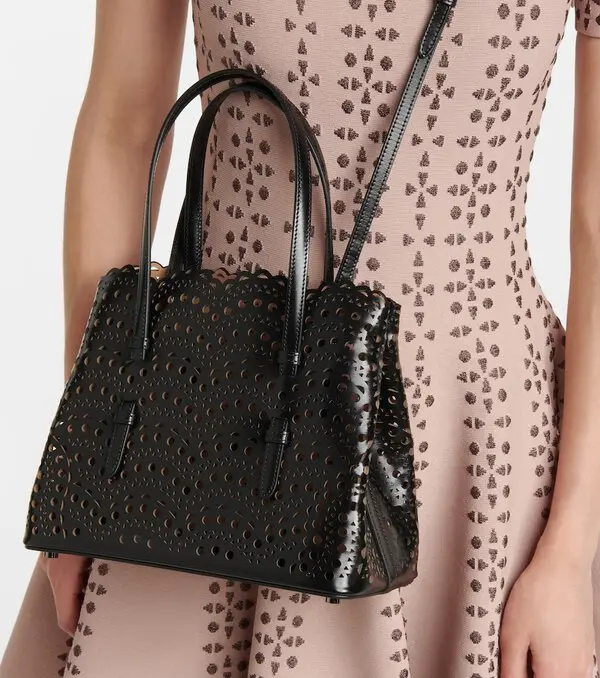 Alaïa Le Mina 25 Vienne Wave Leather Tote Bag - Black