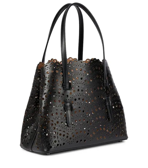 Alaïa Le Mina 25 Vienne Wave Leather Tote Bag - Black