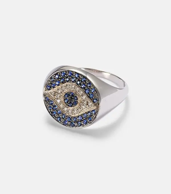 Ileana Makri Dawn Chevalier 18kt Gold Ring With Diamonds And Sapphires - Silver