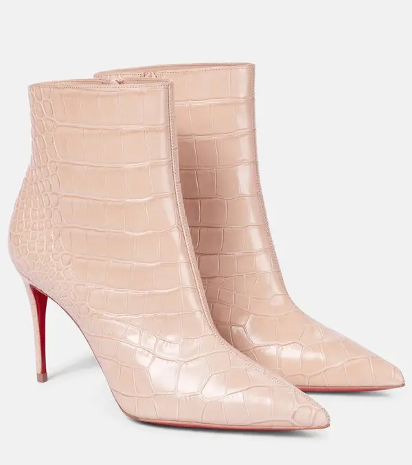 CHRISTIAN LOUBOUTIN Croc-effect Leather Ankle Boots
