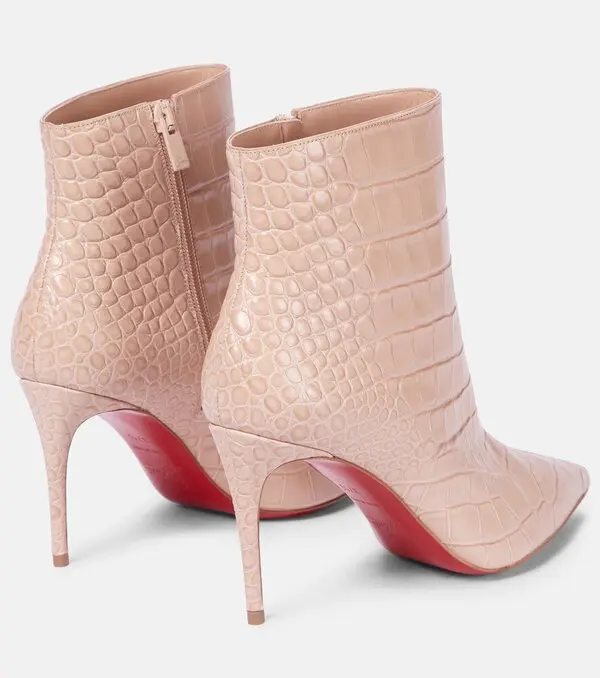CHRISTIAN LOUBOUTIN Croc-effect Leather Ankle Boots