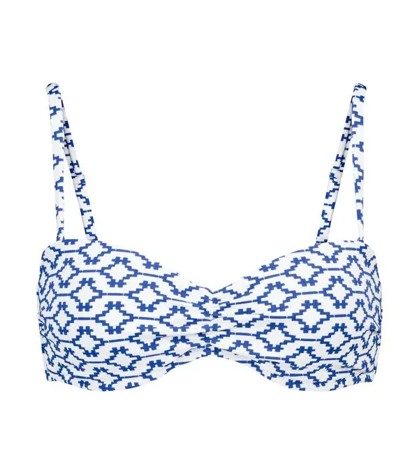 Heidi Klein Mykonos Printed Bandeau Bikini Top - Blue