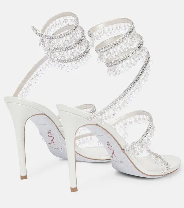 Rene Caovilla Chandelier Embellished Leather Sandals - Silver