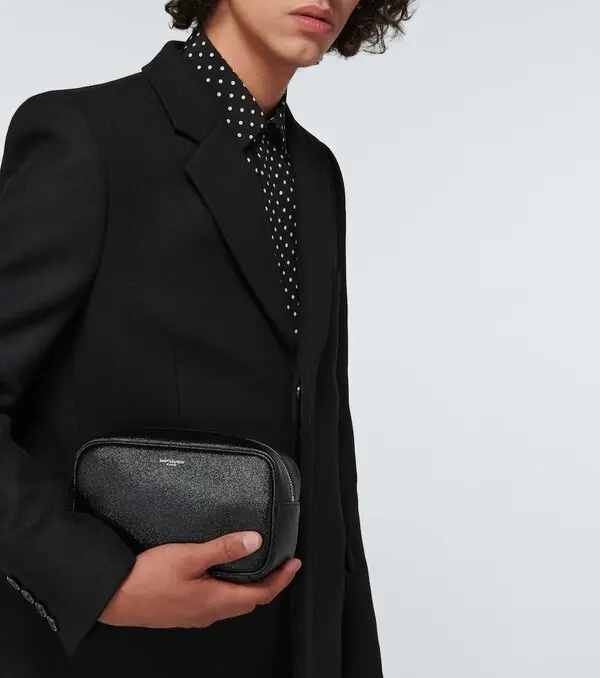 Saint Laurent Leather Washbag - Black