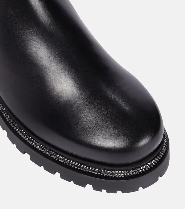 Rene Caovilla Cleo Embellished Leather Chelsea Boots - Black