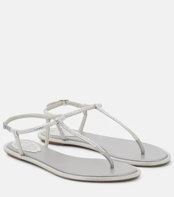 Rene Caovilla Diana Embellished Thong Sandals - Grey