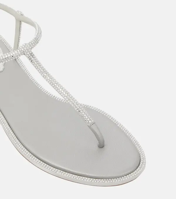 Rene Caovilla Diana Embellished Thong Sandals - Grey