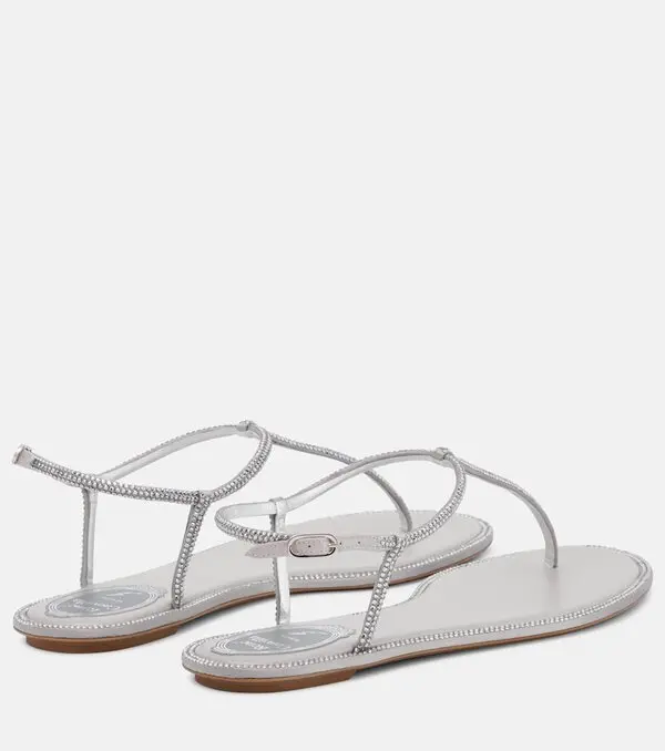 Rene Caovilla Diana Embellished Thong Sandals - Grey