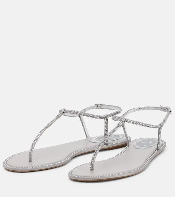 Rene Caovilla Diana Embellished Thong Sandals - Grey