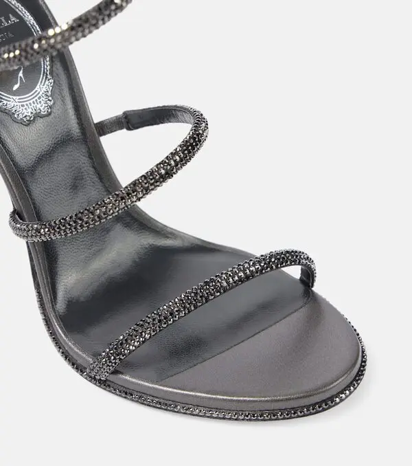 Rene Caovilla Cleo Embellished Leather Sandals - Grey