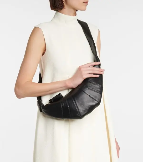LEMAIRE Small Croissant Leather Shoulder Bag - Black