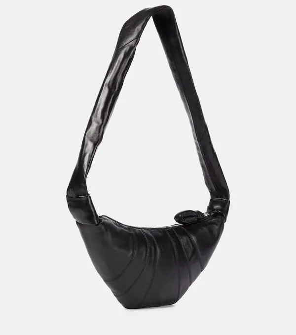 LEMAIRE Small Croissant Leather Shoulder Bag - Black
