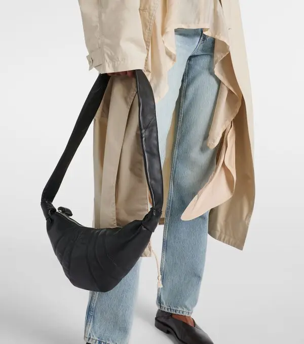 LEMAIRE Small Croissant Leather Shoulder Bag - Black