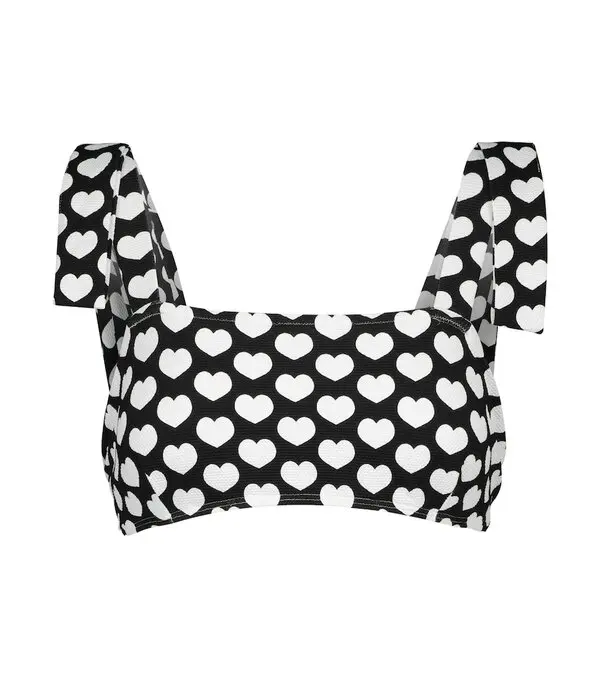 ALEXANDRA MIRO Audrey Heart-print Bikini Top - Black