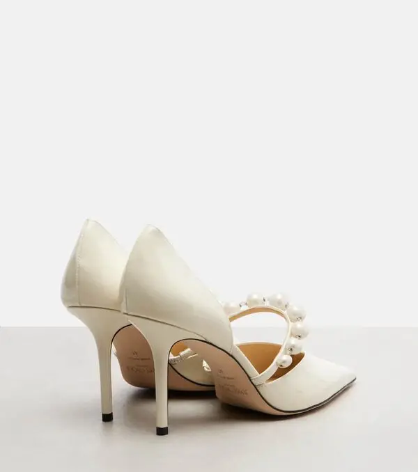 JIMMY CHOO Aurelie 85 Patent Leather Pumps - White