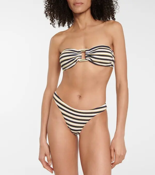 Melissa Odabash Angola Striped Bikini Top - Black