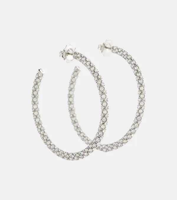 Amina Muaddi Cameron Crystal-embellished Hoop Earrings - Silver