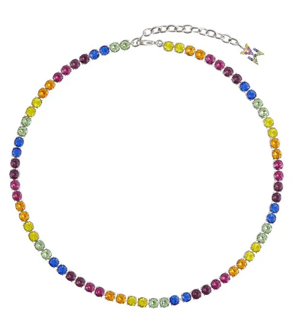 Amina Muaddi Tennis Crystal Necklace - Multicoloured