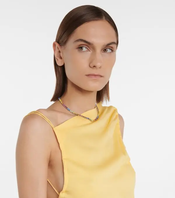 Amina Muaddi Tennis Crystal Necklace - Multicoloured