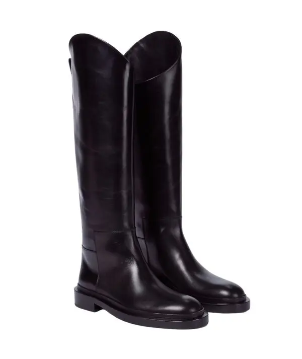 JIL SANDER Leather Riding Boots - Black