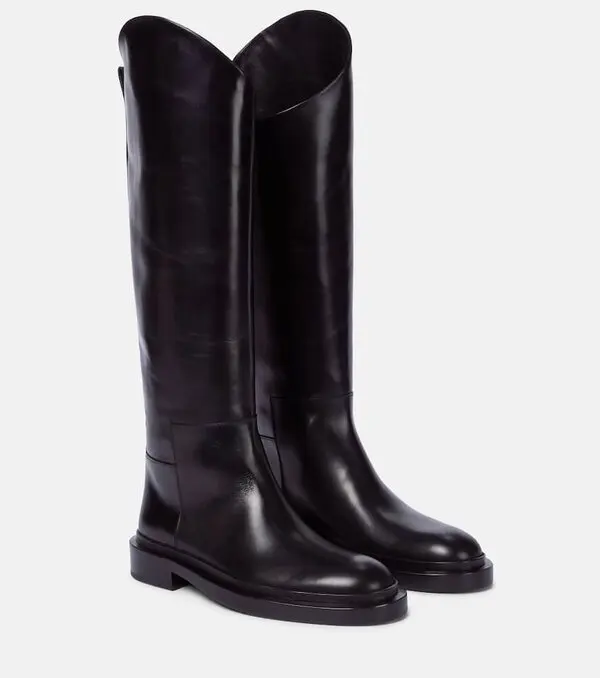 JIL SANDER Leather Riding Boots - Black