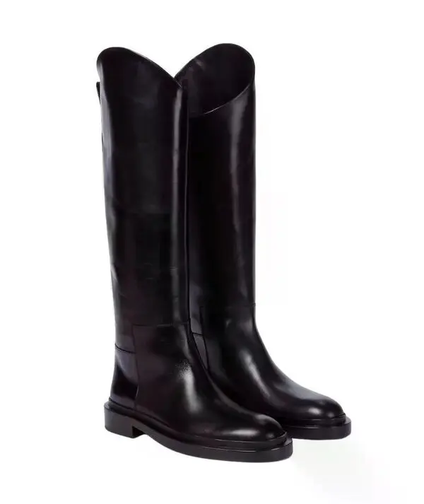 JIL SANDER Leather Riding Boots - Black