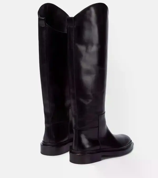 JIL SANDER Leather Riding Boots - Black