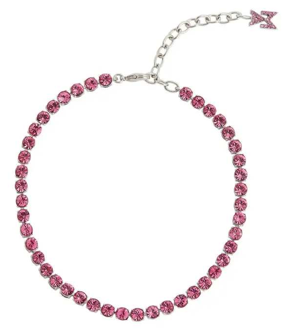 Amina Muaddi Tennis Crystal Anklet - Pink