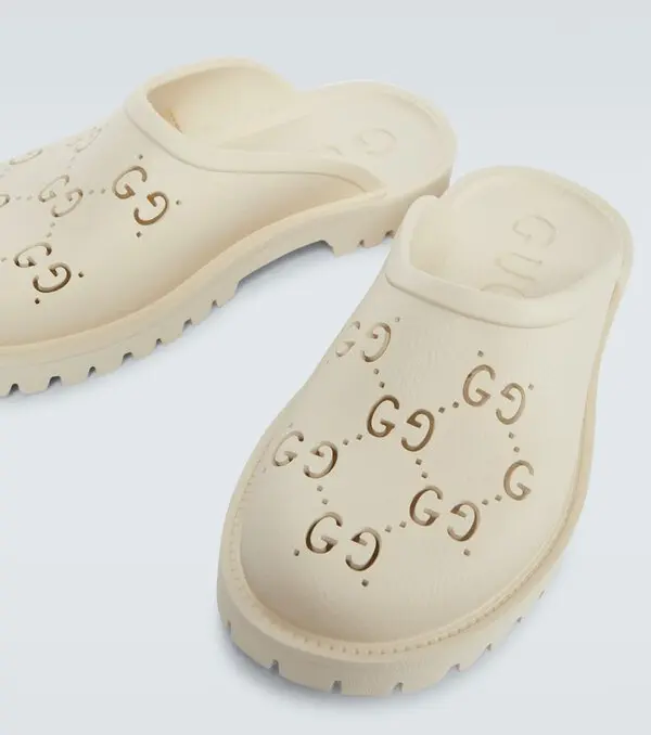Gucci GG Rubber Mules Clogs Cream Men’s Size 12 EU 45 Gucci Gg Rubber Mules - White | Editorialist main image 3